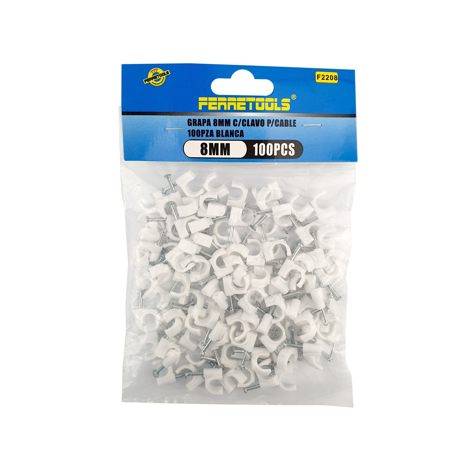 Grapa 8 mm con clavo - blanco